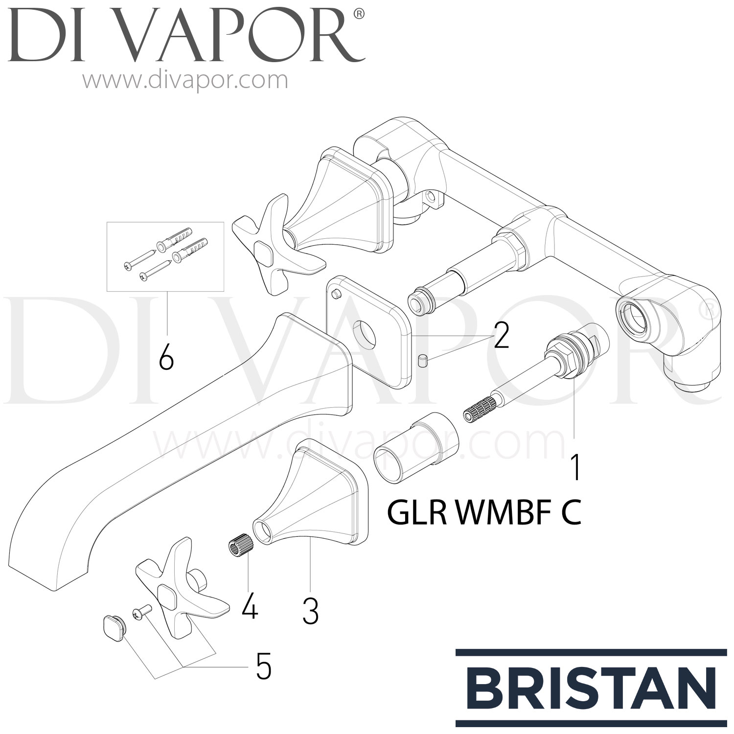 Bristan GLR WMBF C Glorious Wall Mounted Bath Filler Spare Parts Bristan GLR WMBF C Glorious Wall Mounted Bath Filler Spare Parts